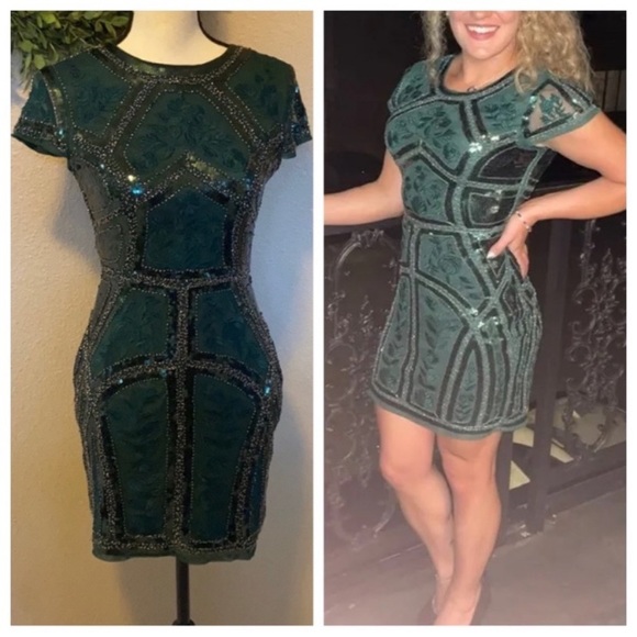 Lulus | Dresses | Nwot Lulus Spread Your Shine Emerald Green Sequin ...